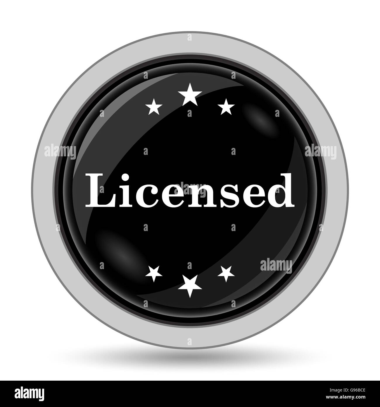 Licensed icon. Internet button on white background Stock Photo - Alamy