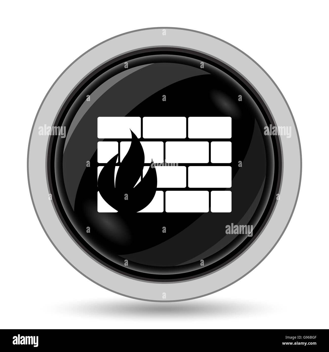 Firewall icon. Internet button on white background Stock Photo - Alamy