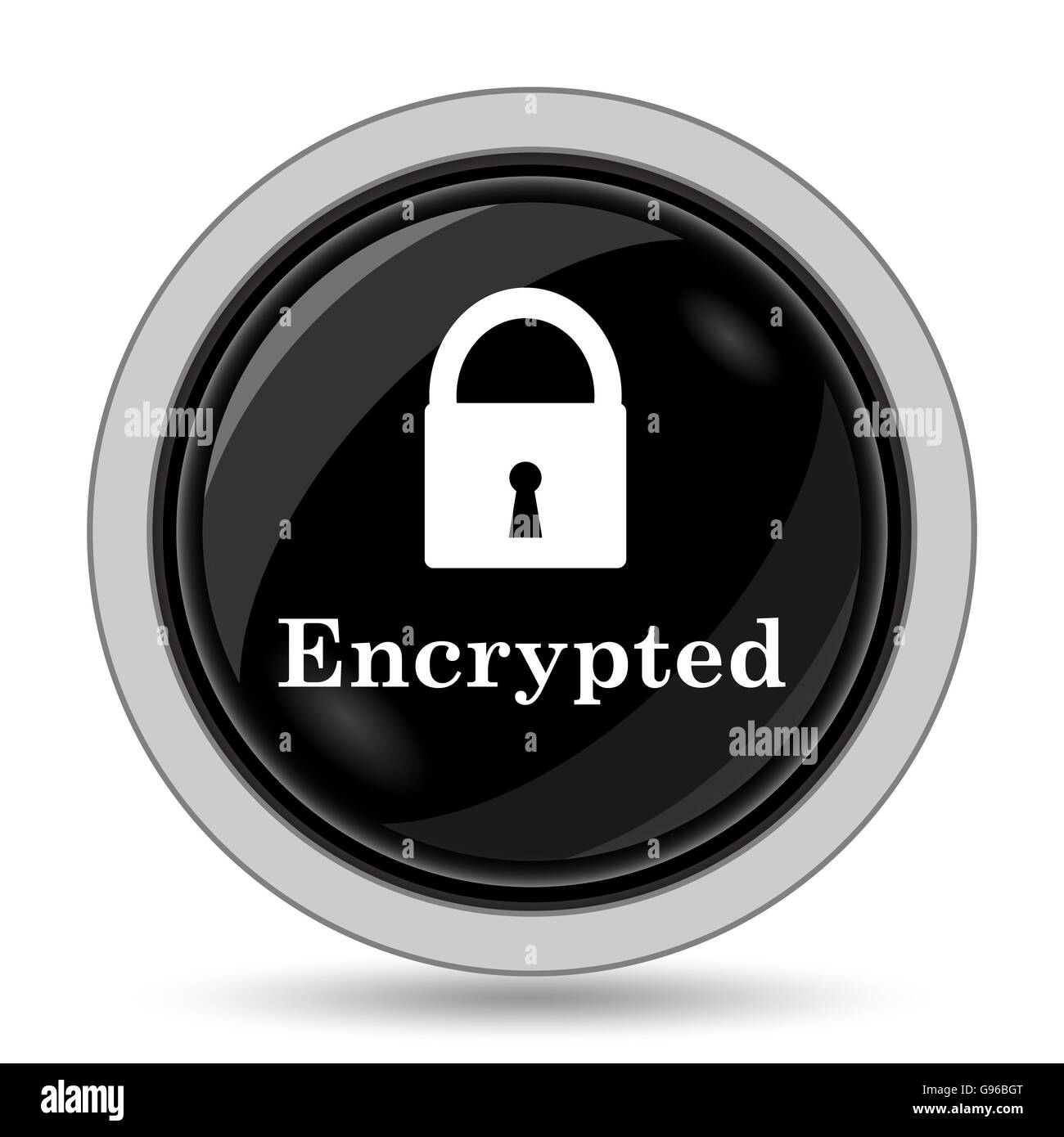 Encrypted icon. Internet button on white background Stock Photo - Alamy