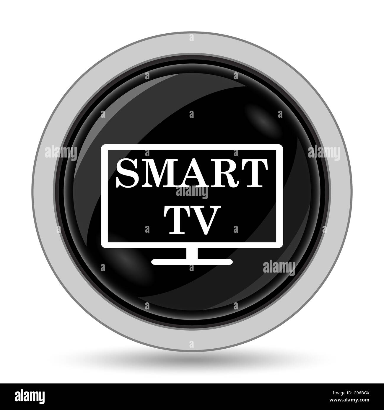 Smart tv icon. Internet button on white background Stock Photo - Alamy