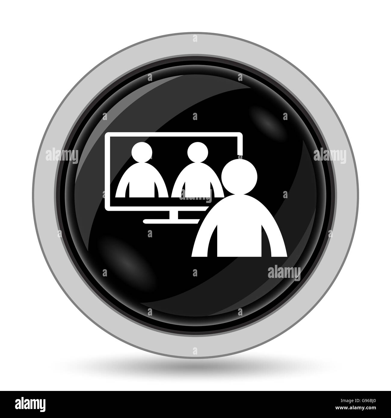 Video conference, online meeting icon. Internet button on white ...