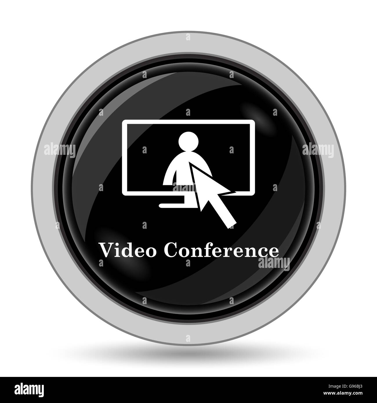 Video conference, online meeting icon. Internet button on white ...