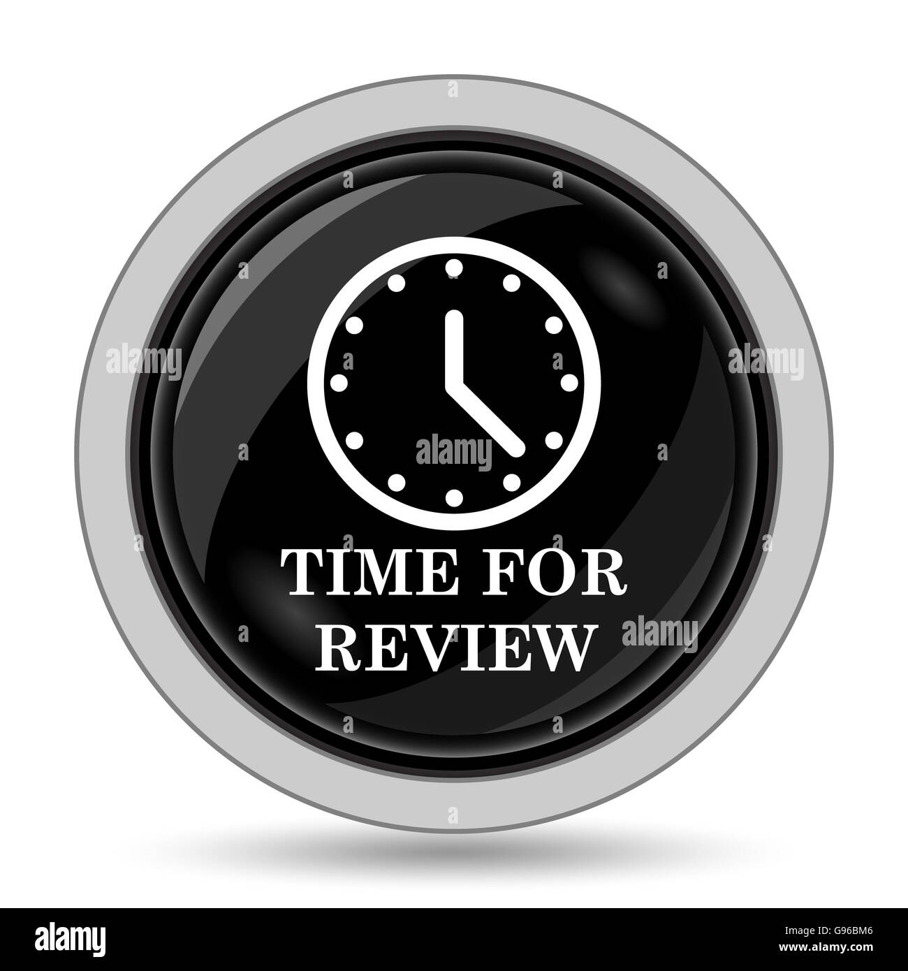 Time for review icon. Internet button on white background Stock Photo ...