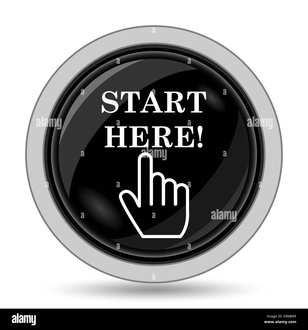 Start here icon. Internet button on white background Stock Photo - Alamy
