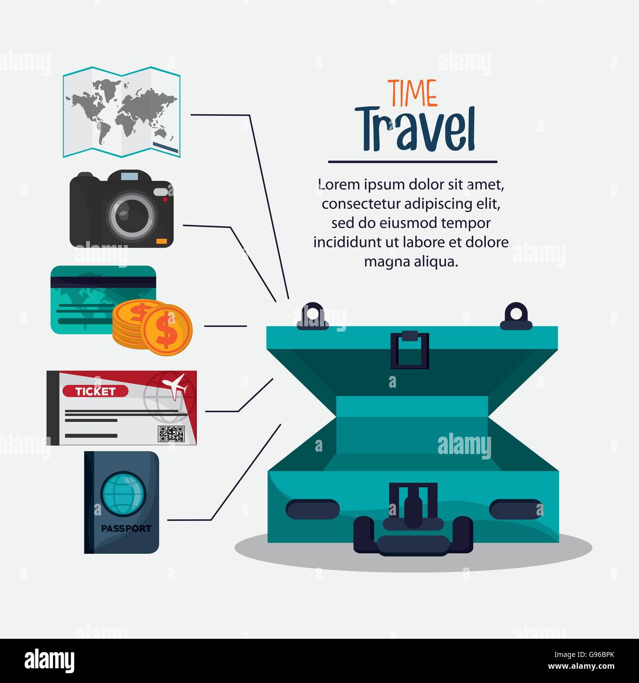 Trip icon set. Time to travel design. Vector graphic Stock Vector Image ...