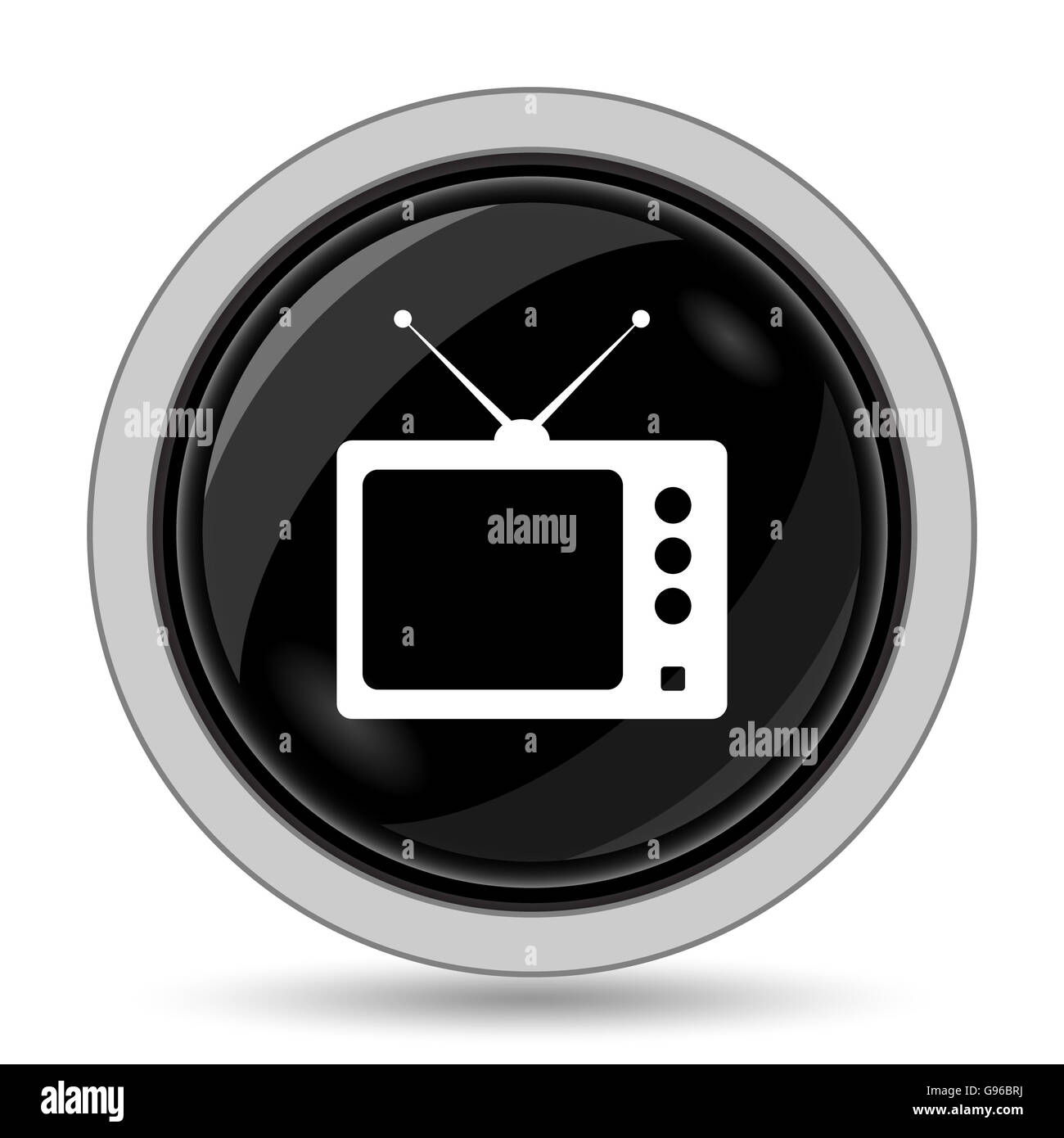 Retro tv icon. Internet button on white background Stock Photo - Alamy