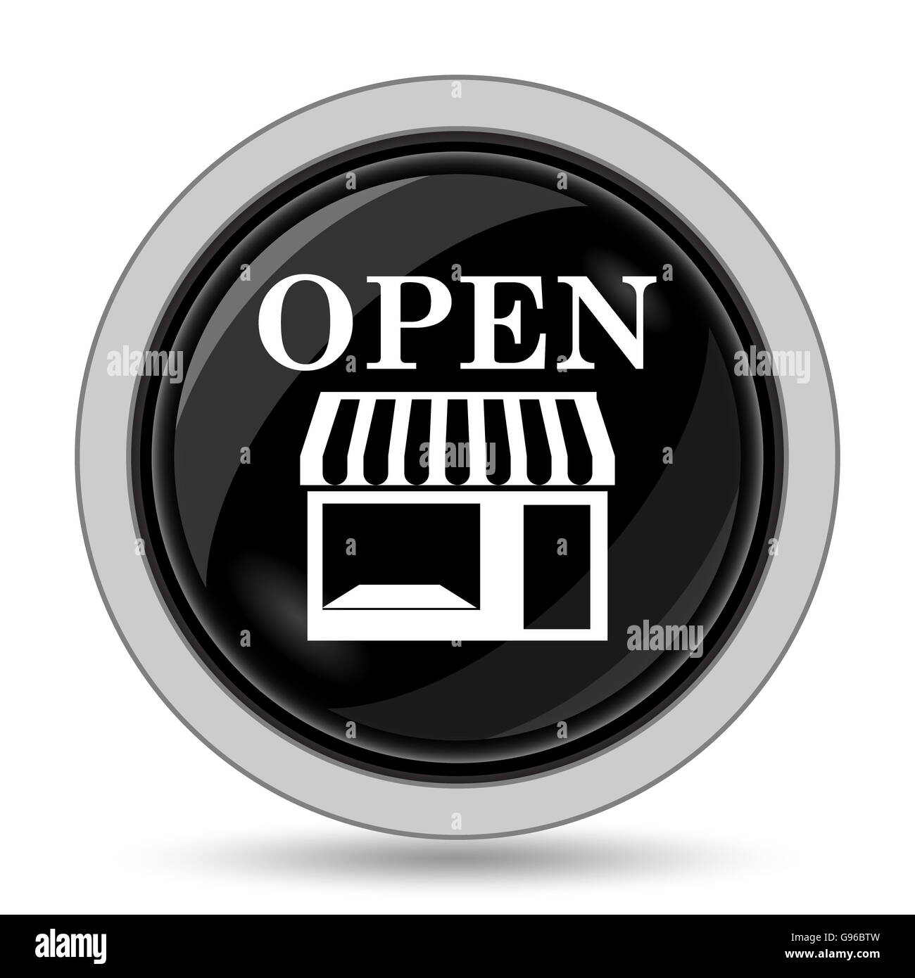 Open store icon. Internet button on white background Stock Photo - Alamy