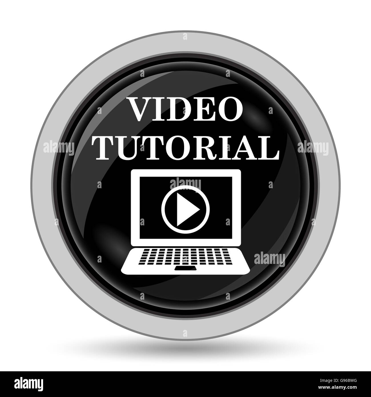 Video tutorial icon. Internet button on white background Stock Photo ...