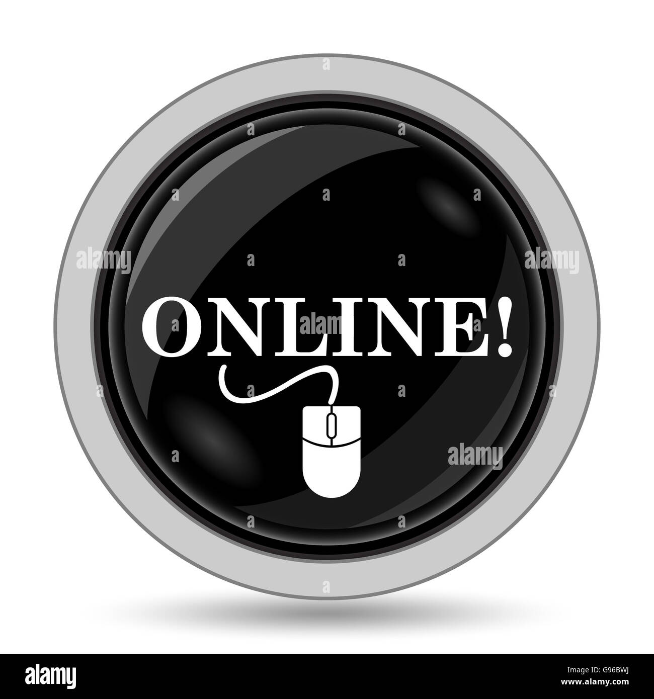 Online with mouse icon. Internet button on white background Stock Photo ...
