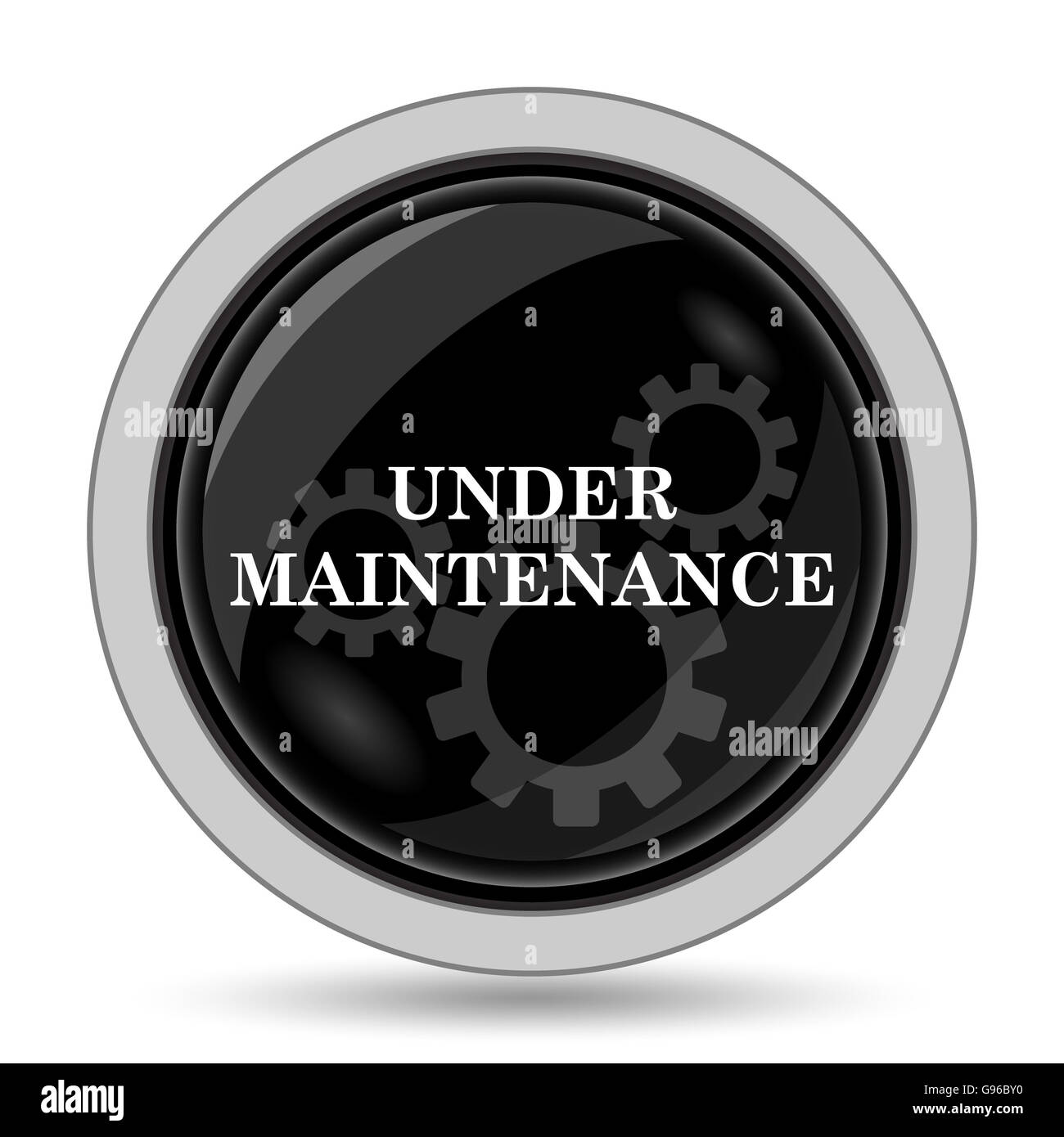 Under maintenance icon. Internet button on white background Stock Photo ...
