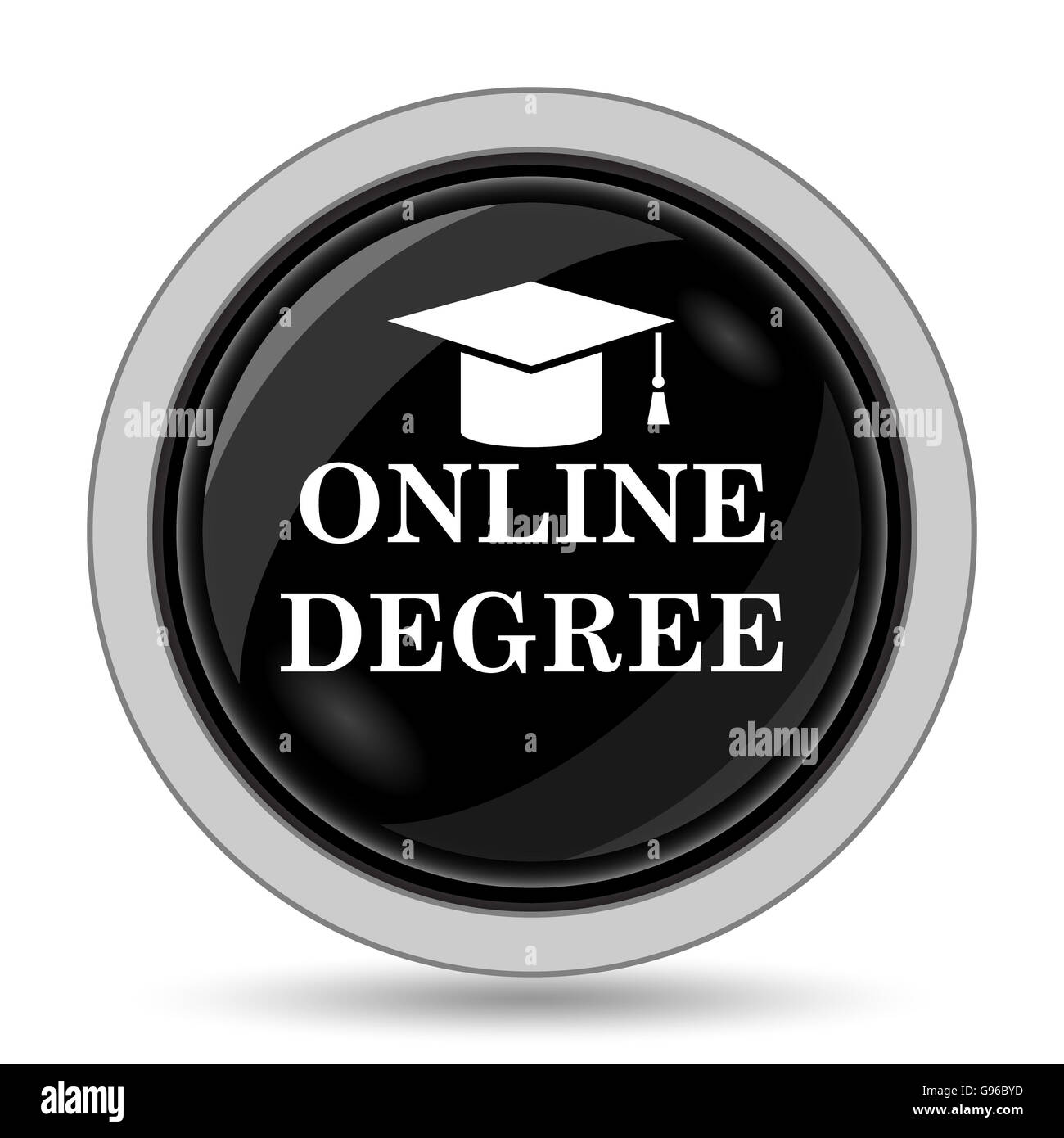 Online degree icon. Internet button on white background Stock Photo - Alamy