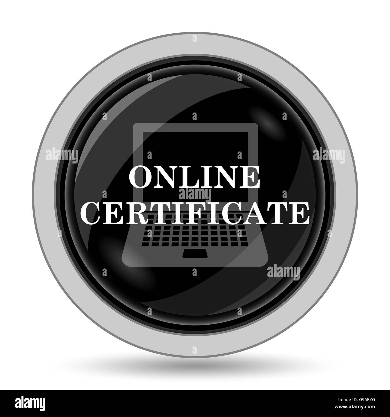 Online certificate icon. Internet button on white background Stock ...