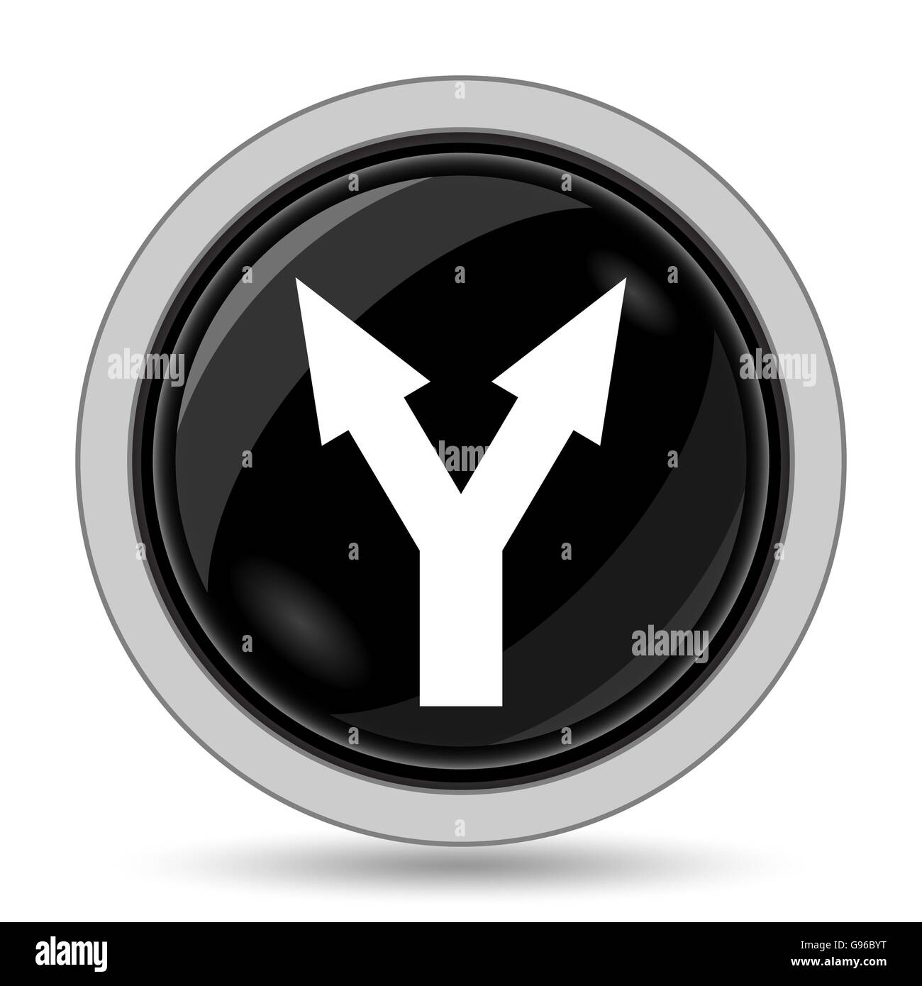 Split arrow icon. Internet button on white background Stock Photo - Alamy