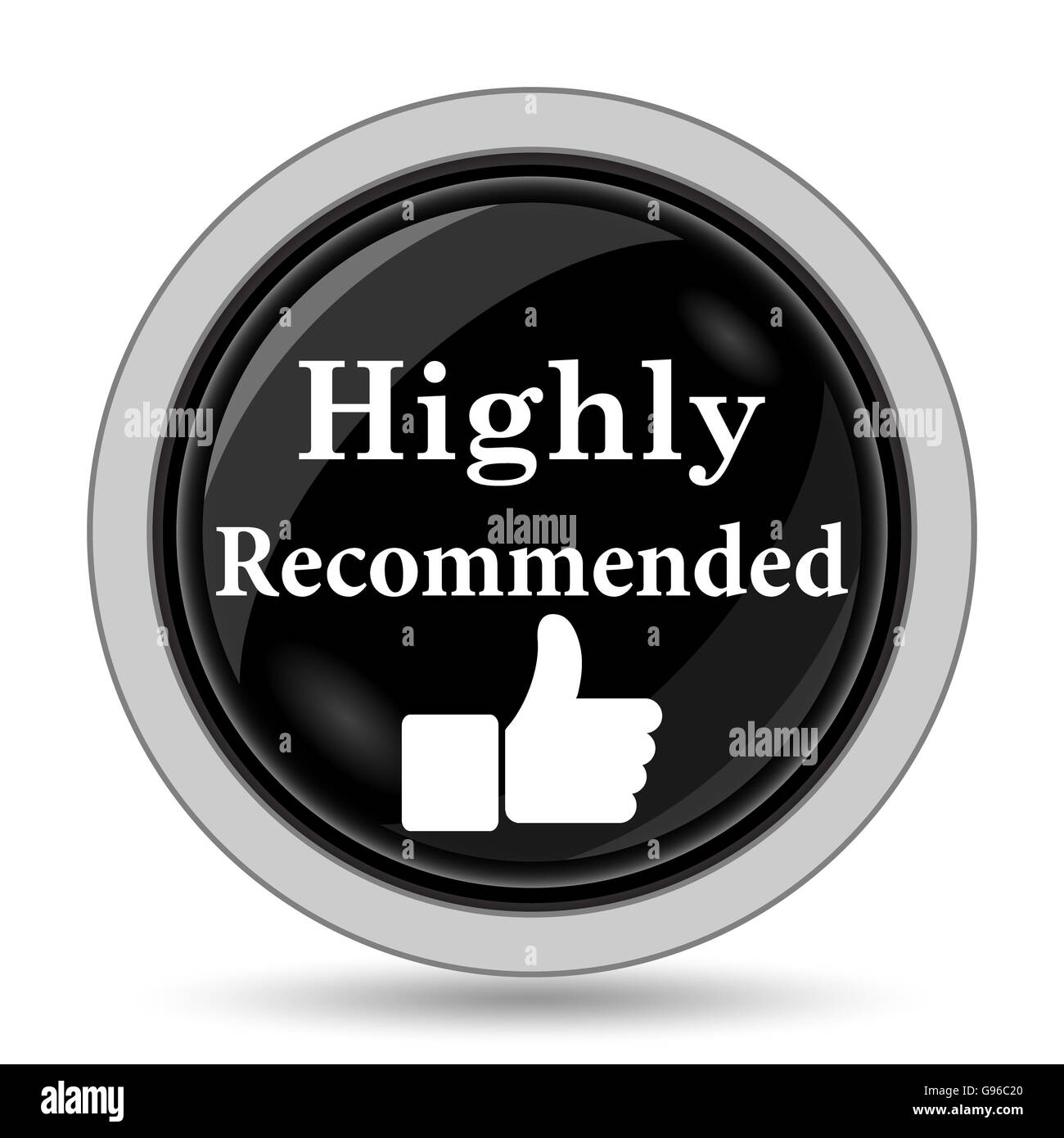 Highly recommended icon. Internet button on white background Stock ...