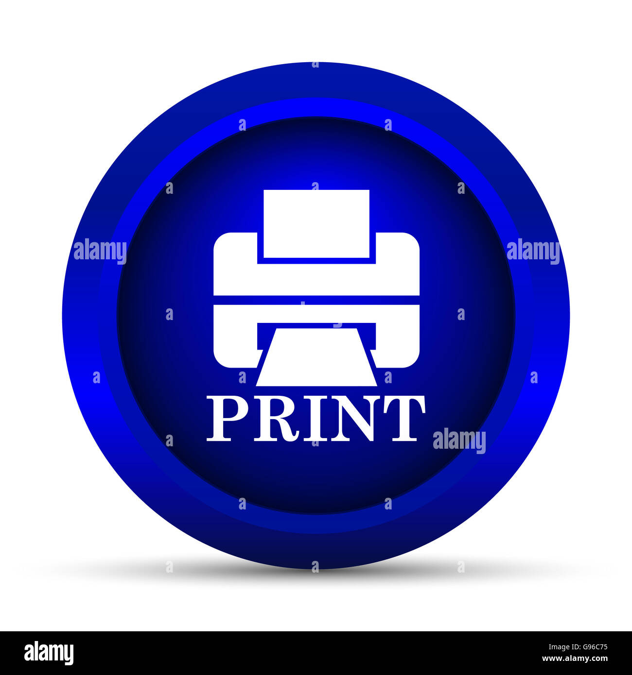 Printer with word PRINT icon. Internet button on white background Stock ...