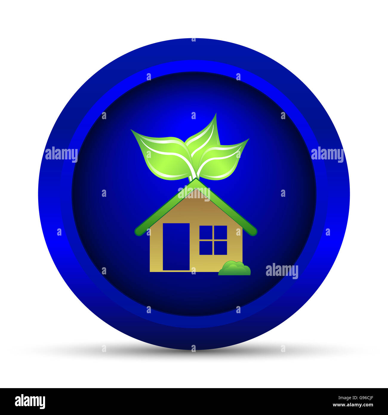 Eco house icon. Internet button on white background Stock Photo - Alamy