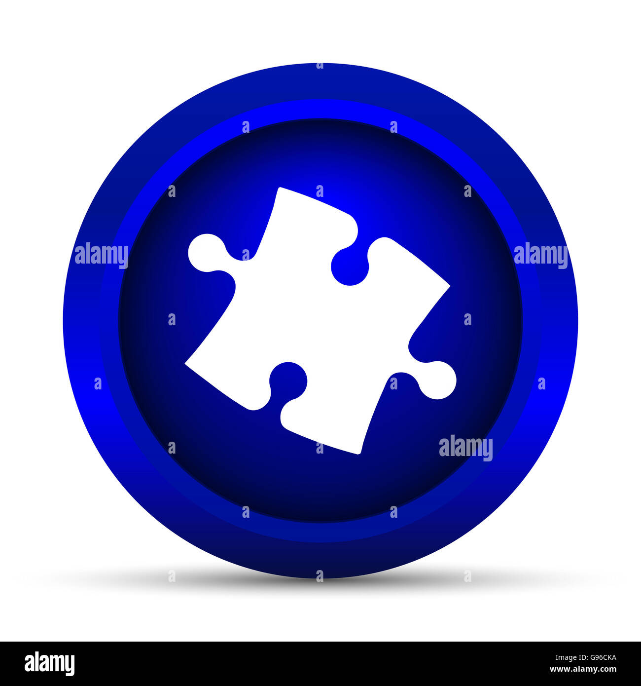 Puzzle piece icon. Internet button on white background Stock Photo - Alamy