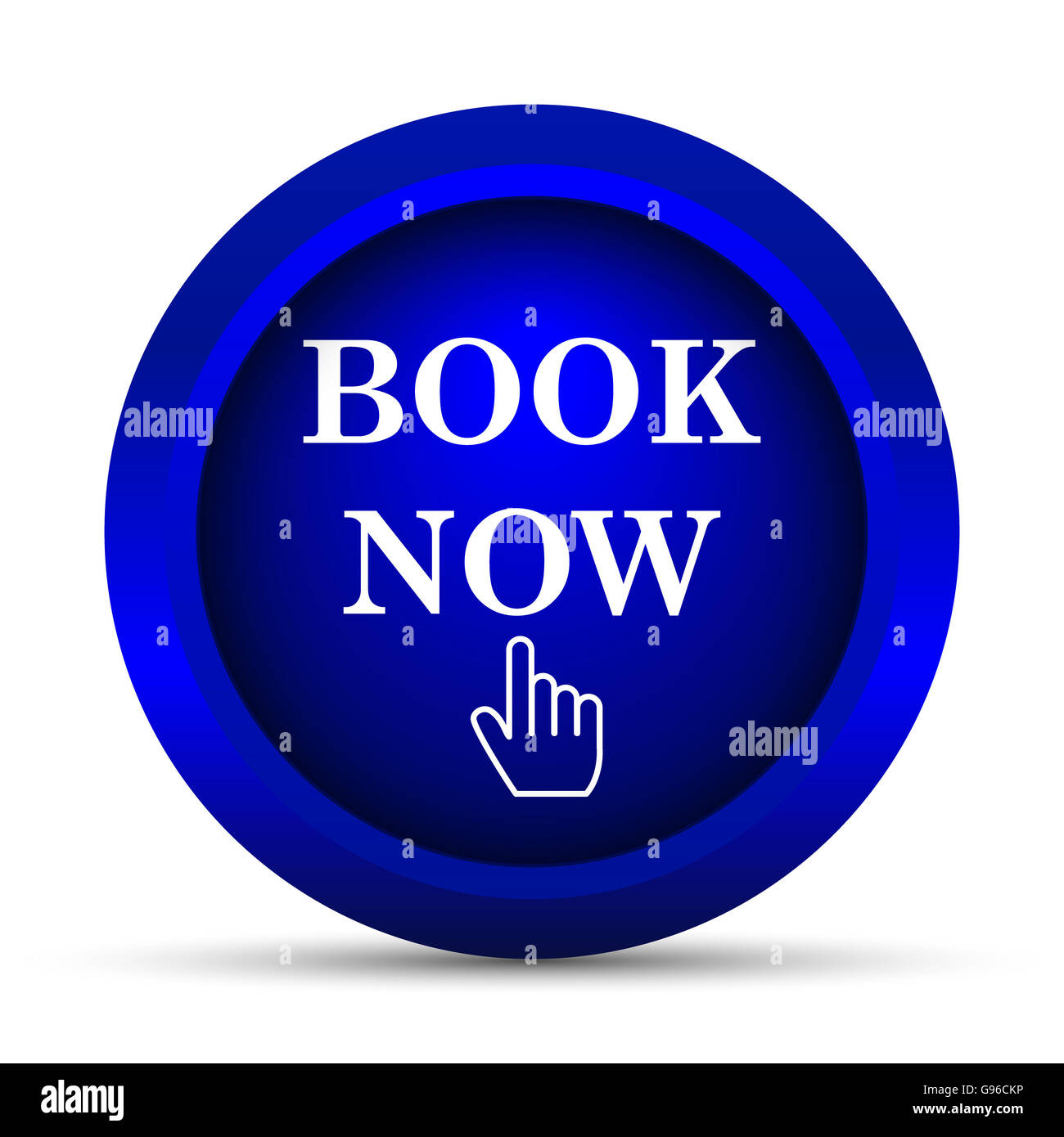 Book now icon. Internet button on white background Stock Photo - Alamy
