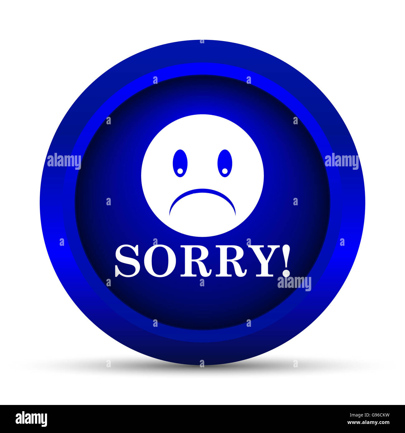 Sorry icon. Internet button on white background Stock Photo - Alamy