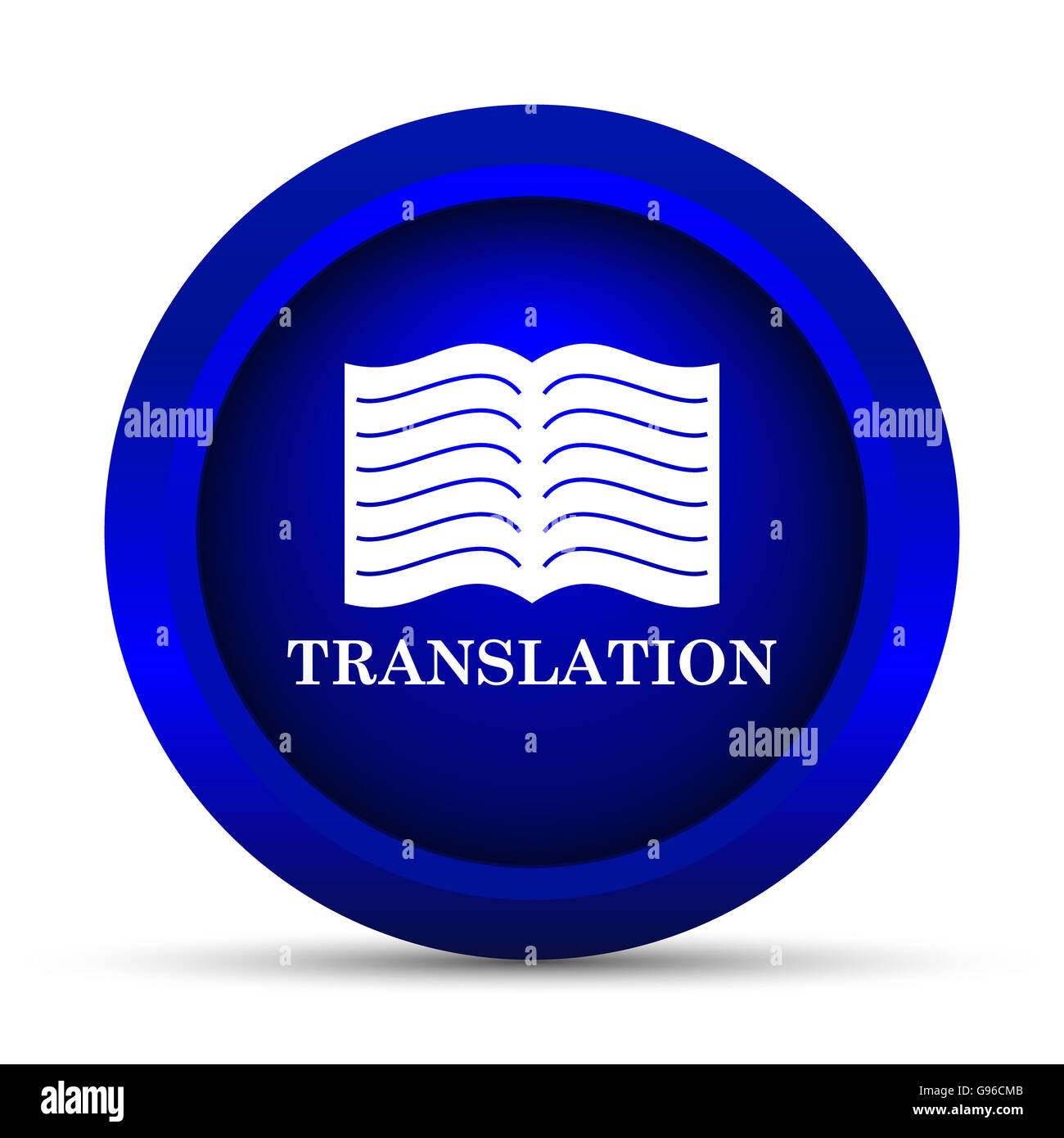 Translation book icon. Internet button on white background Stock Photo ...