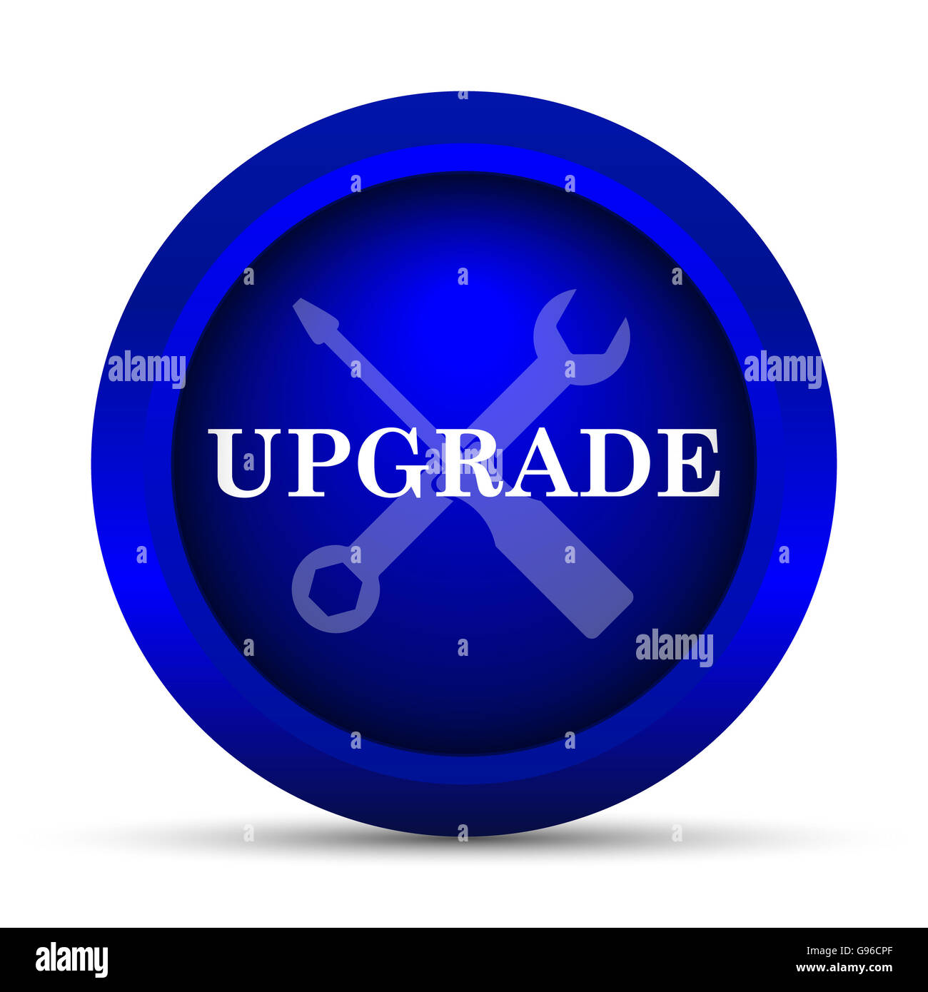 Upgrade icon. Internet button on white background Stock Photo - Alamy