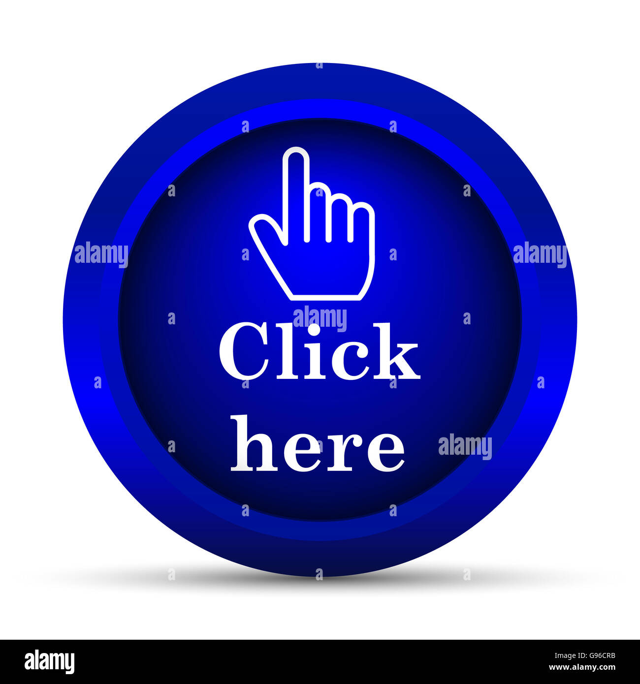 Click here icon. Internet button on white background Stock Photo - Alamy