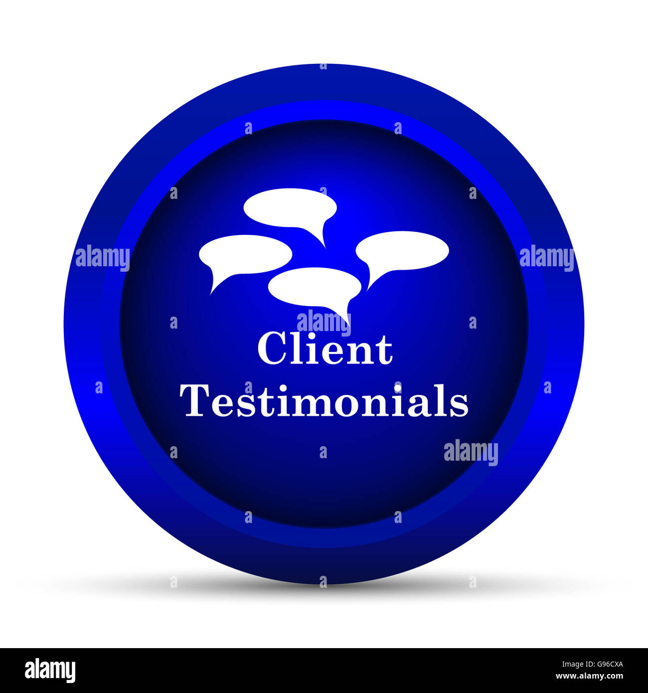 Client testimonials icon. Internet button on white background Stock ...