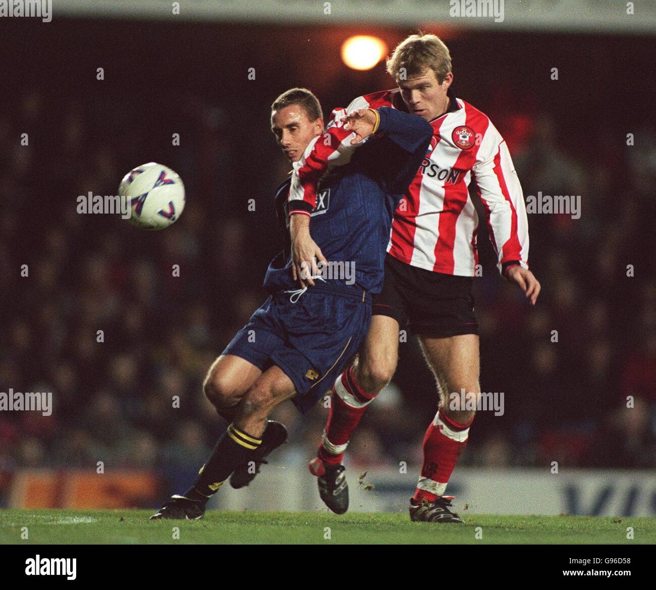 Egil Ostenstad, Southampton battles with Wimbledon's Chris Perry Stock ...
