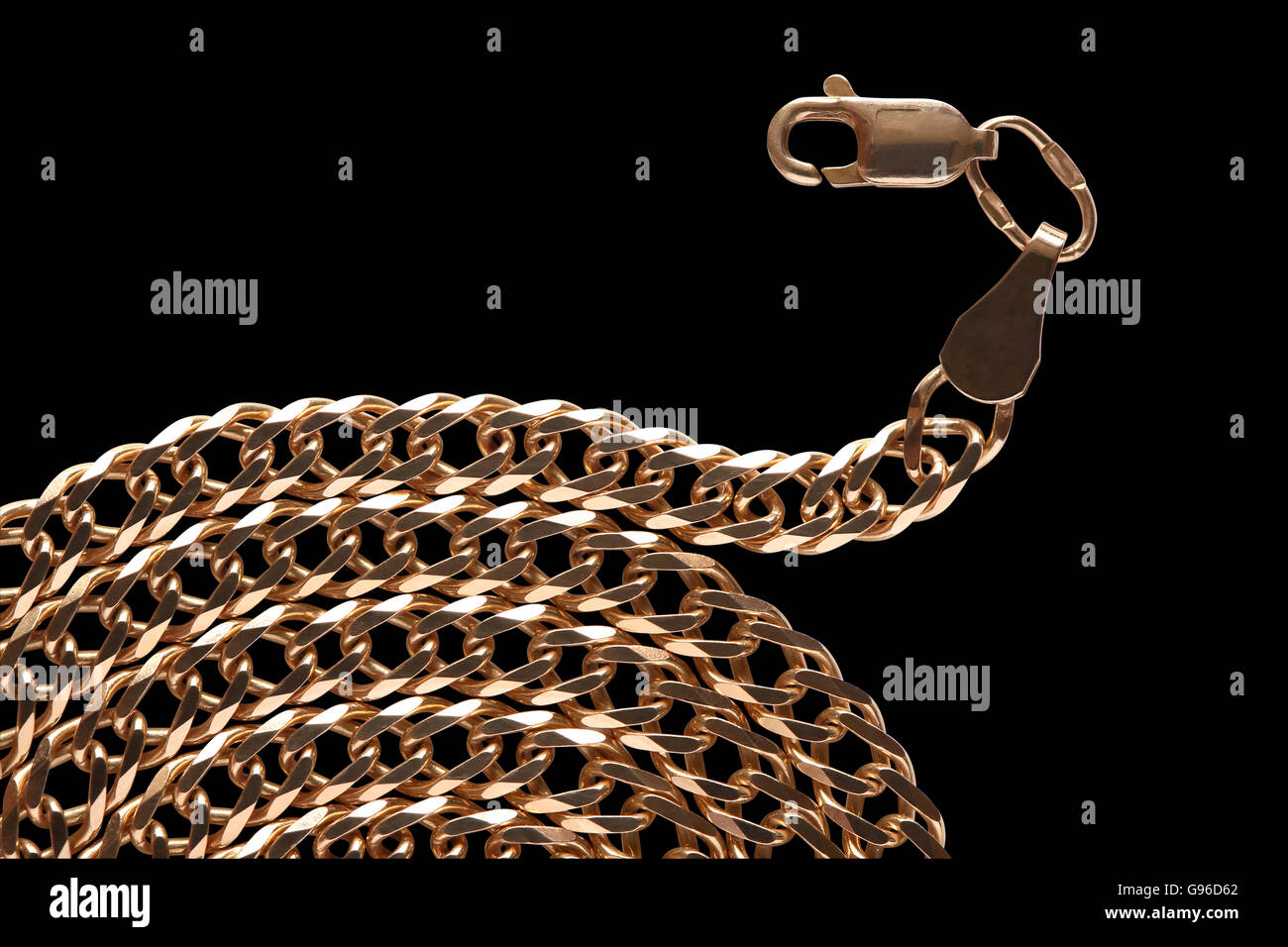 Gold chain closeup isolated on black background with clipping path ...