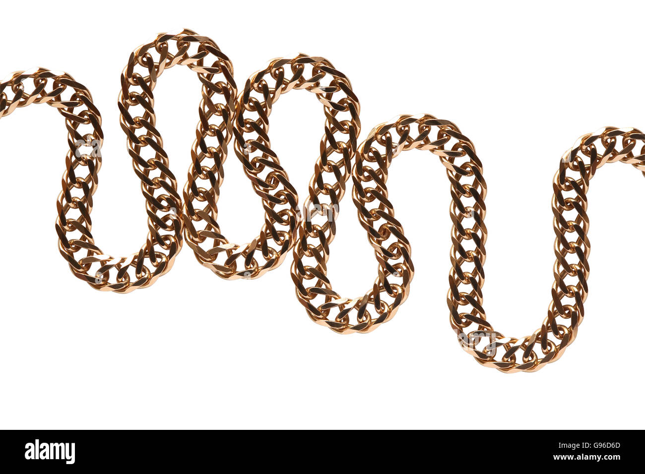 Gold chain closeup isolated on white background with clipping path ...
