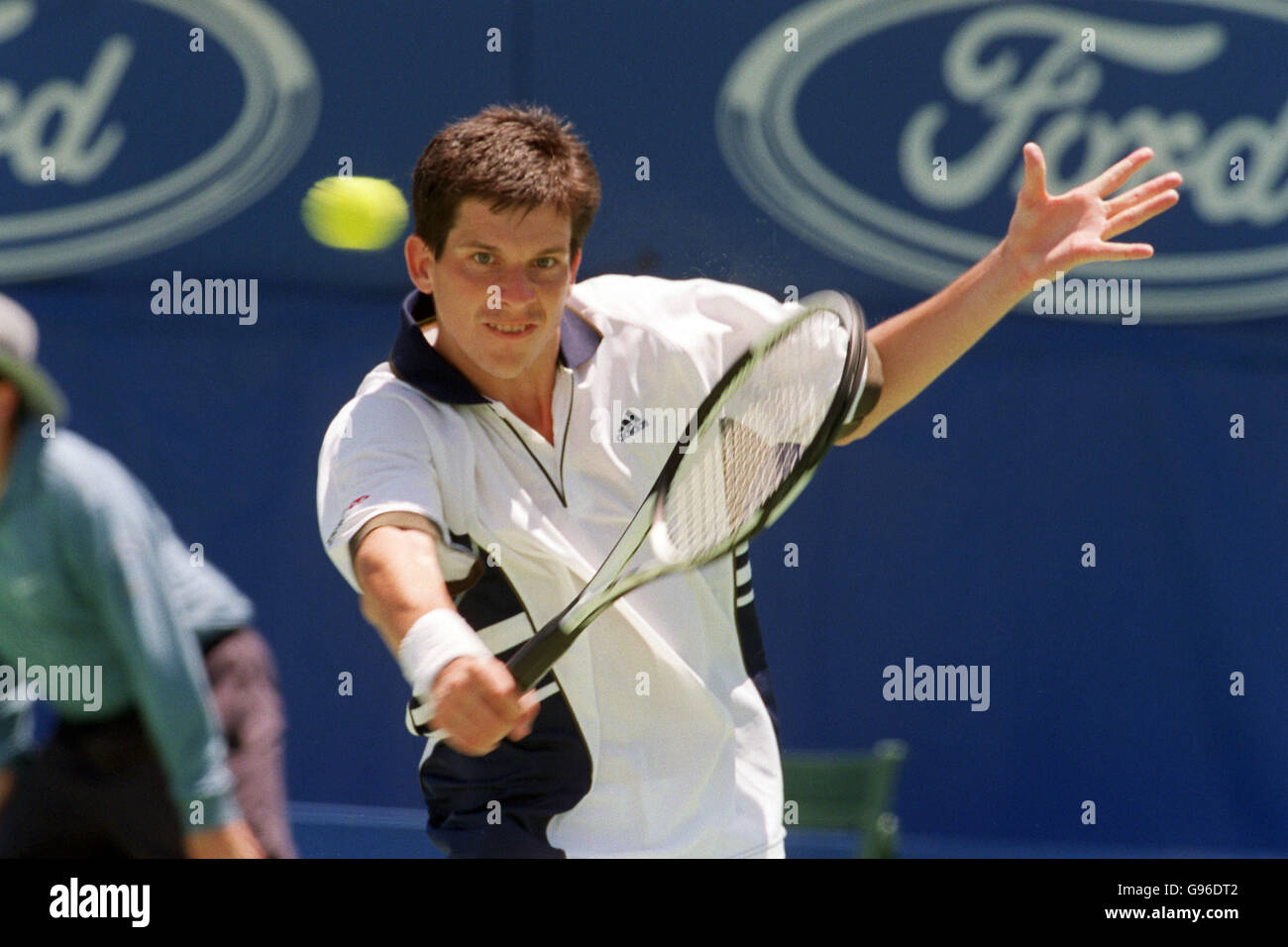 Great Britain's Ten Henman against Moroco's Karim Alami in the first ...