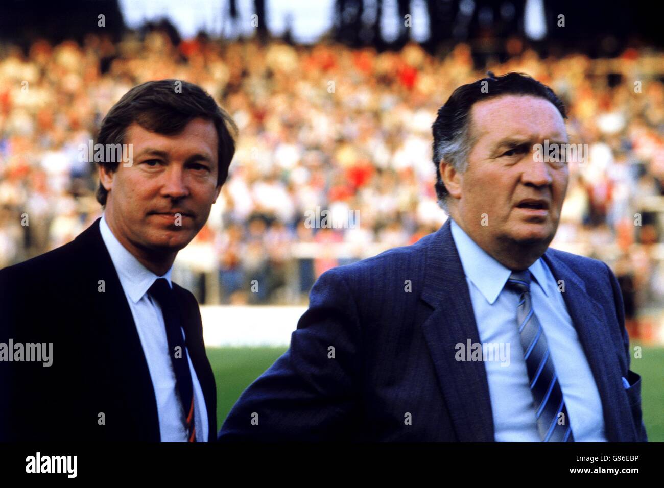 Scotland manager Jock Stein (right) with his assistant Alex Ferguson ...