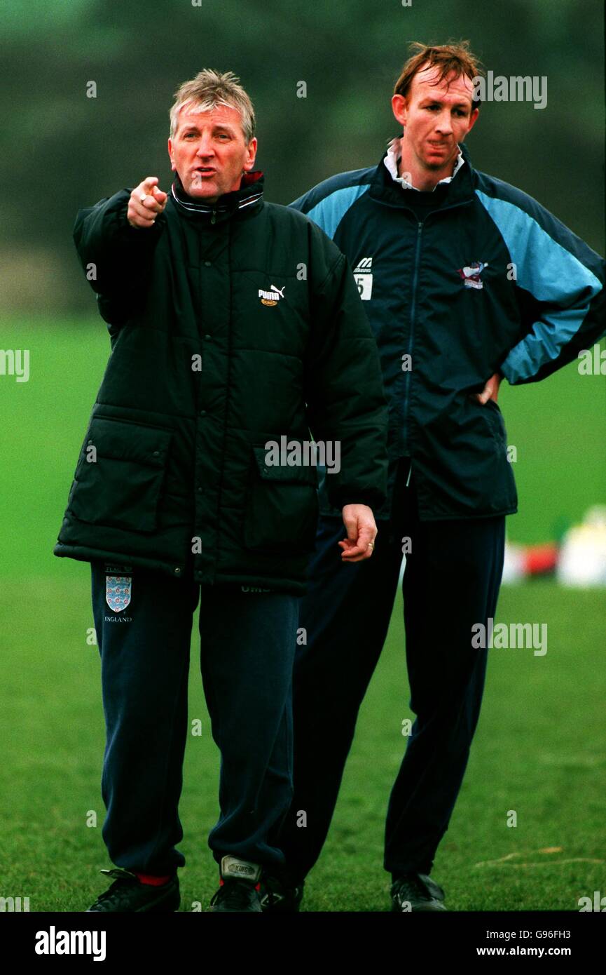 Rotherham united manager ronnie moore left makes point during training ...