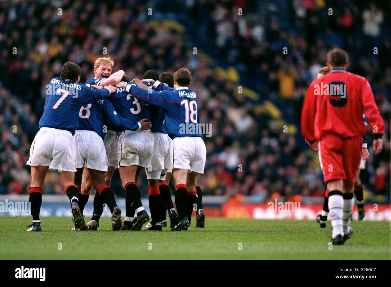 Rangers' Lorenzo Amoruso celebrates the winning goal with his team ...