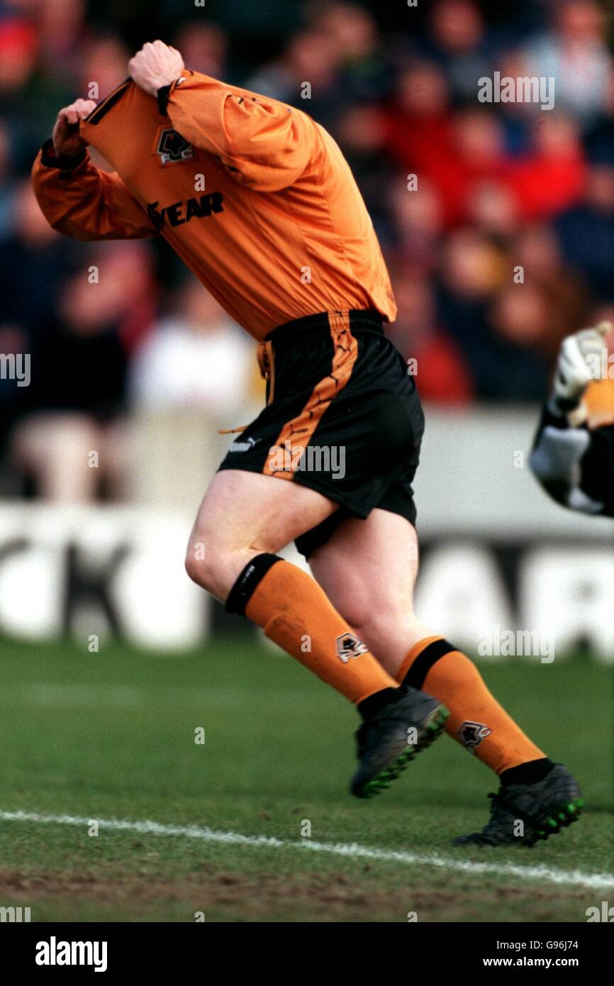 David Connolly of Wolverhampton Wanderers celebrates scoring the ...