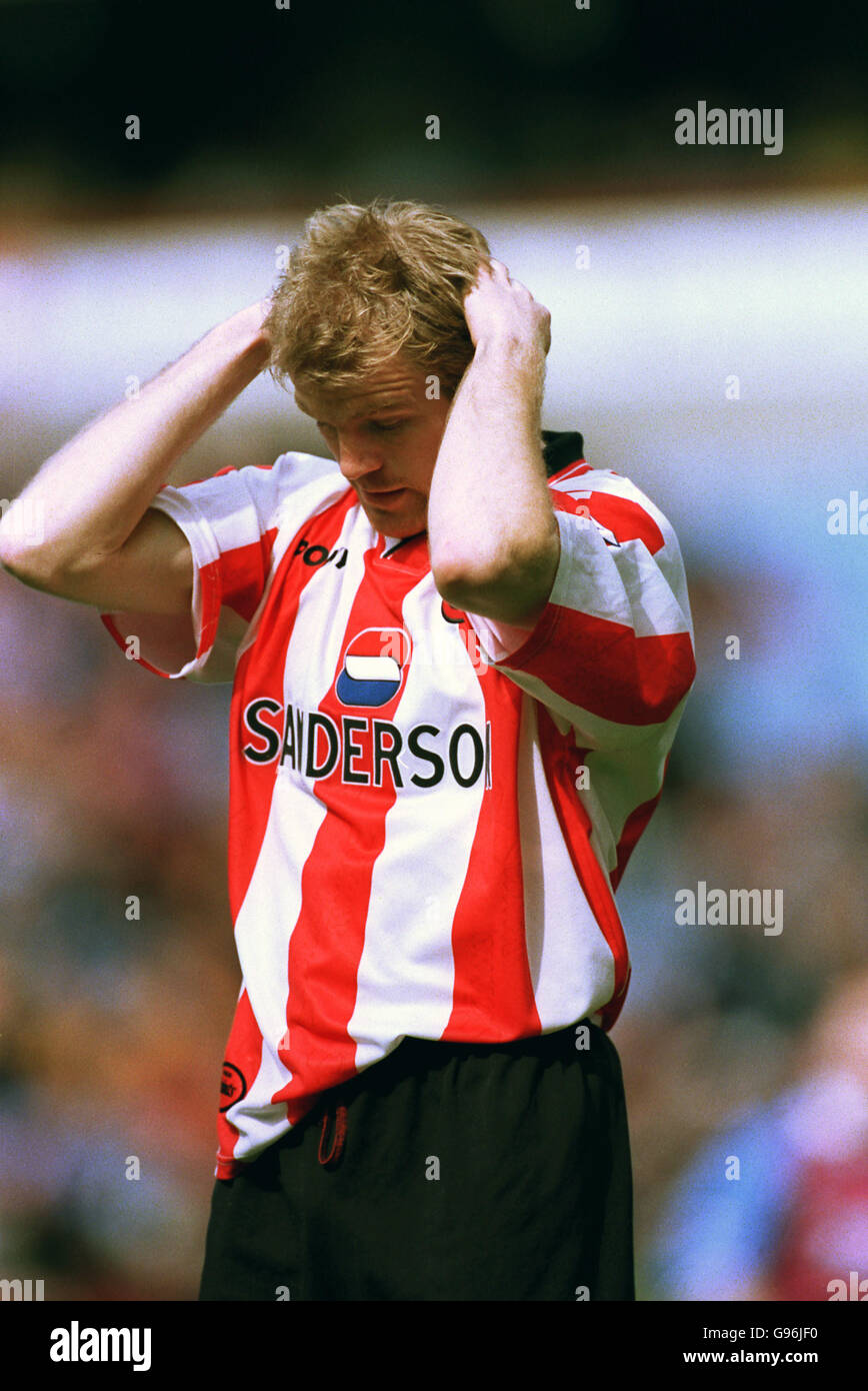 Southampton's Egil Ostenstad hold his head after a missed chance Stock ...