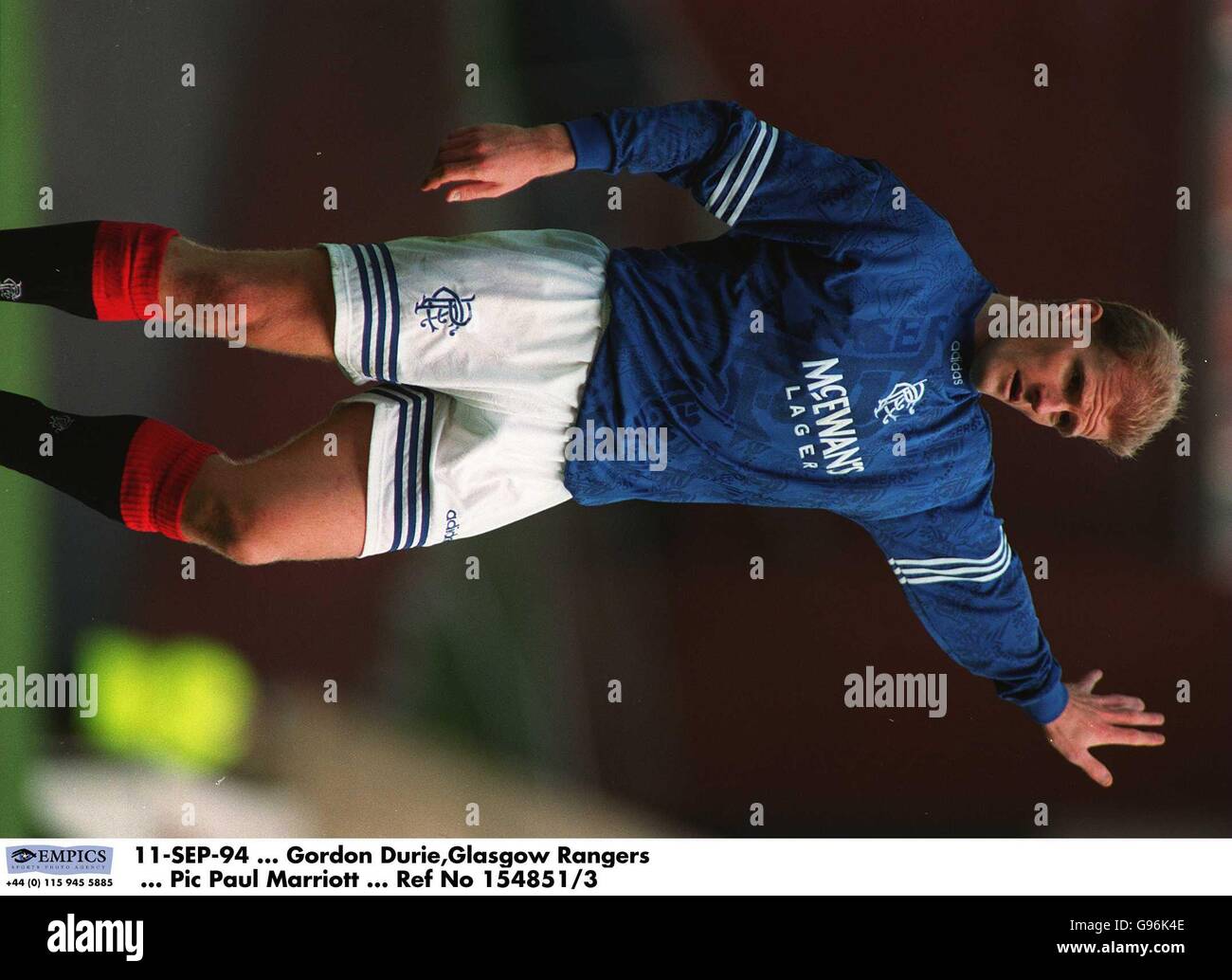 154851 Gordon Durie. 11-SEP-94 Gordon Durie,Glasgow Rangers Stock Photo ...