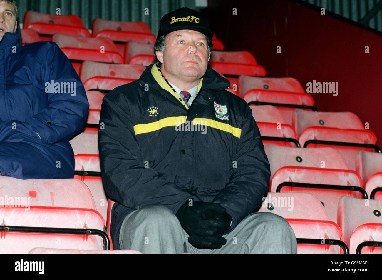 Former Barnet manager Barry Fry watches his old team go down 2-1 Stock ...
