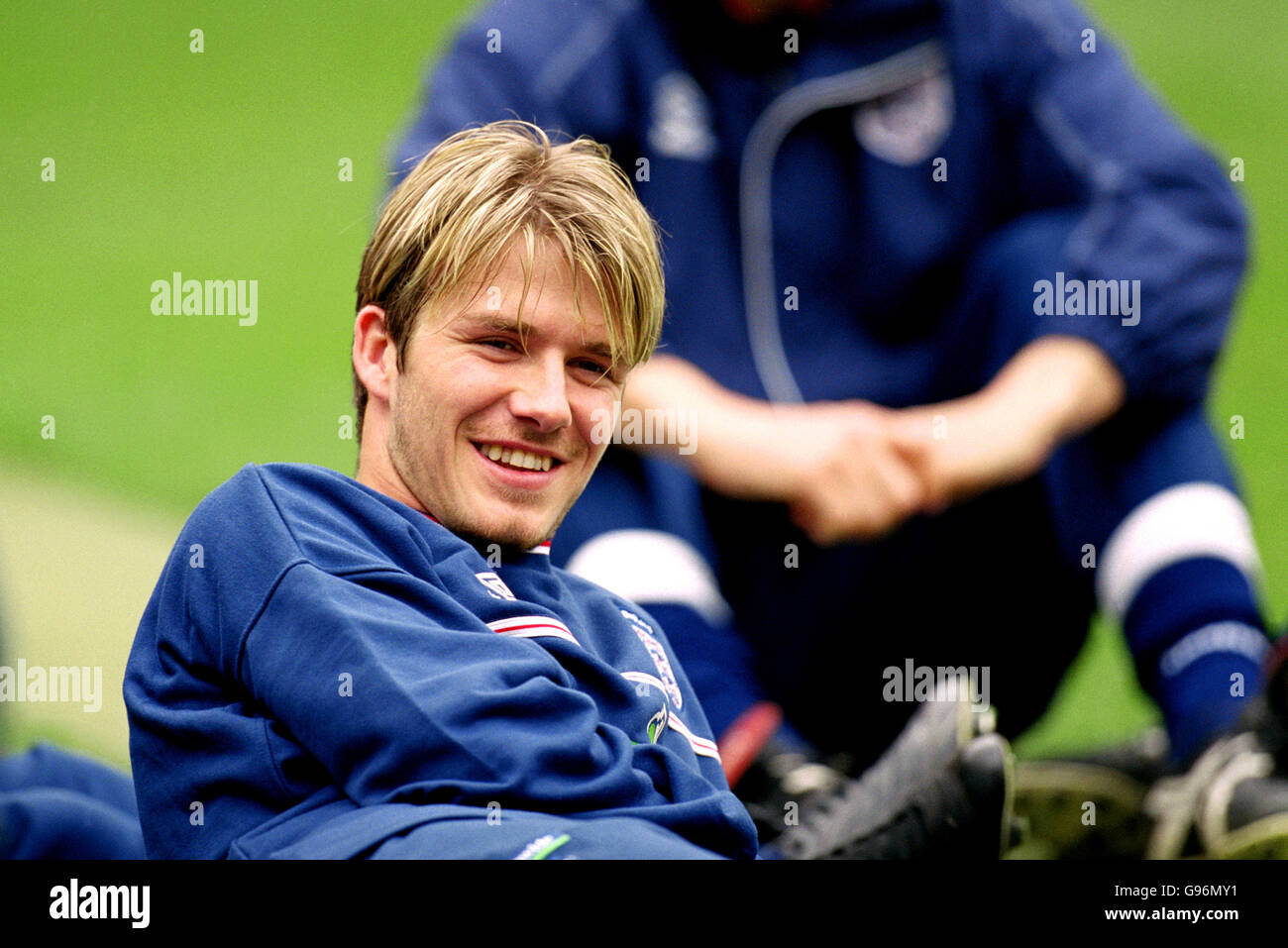 England Training - Bisham Abbey. David Beckham relaxes during training ...