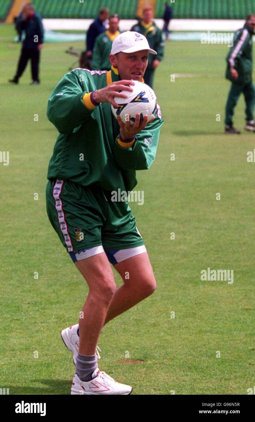 South africas allan donald using a larger ball than usual hi-res stock ...