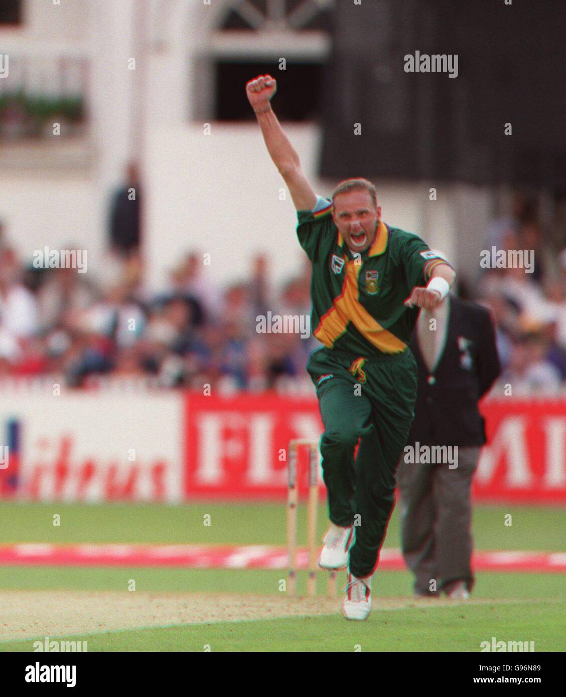 South africas allan donald celebrates hi-res stock photography and ...