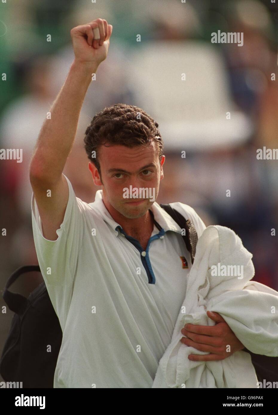 Tennis Nottingham Open. Luke Milligan celebrates victory over Byron ...