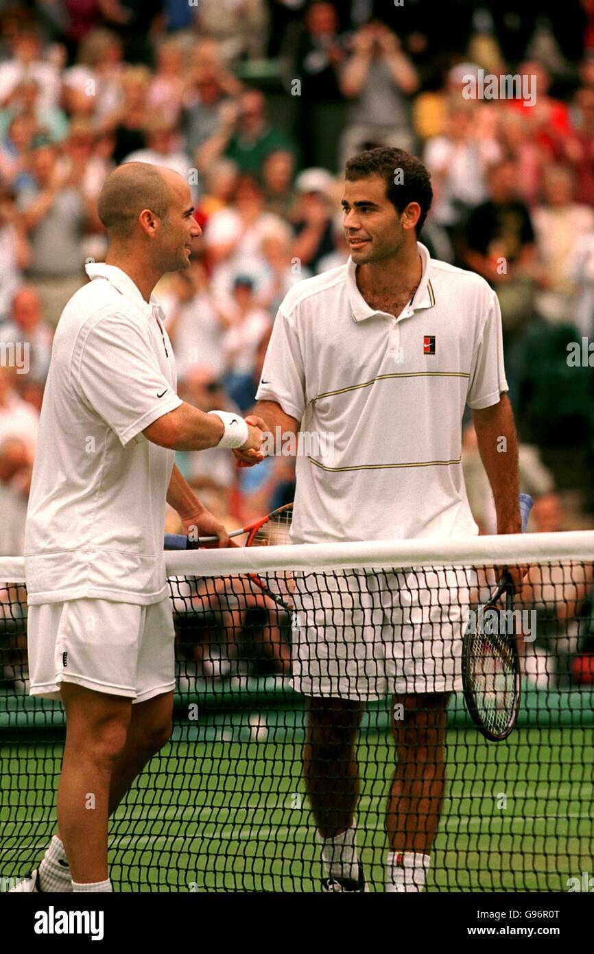 Tennis - Wimbledon . mens final-Andre Agassi v Pete Sampras. Pete ...