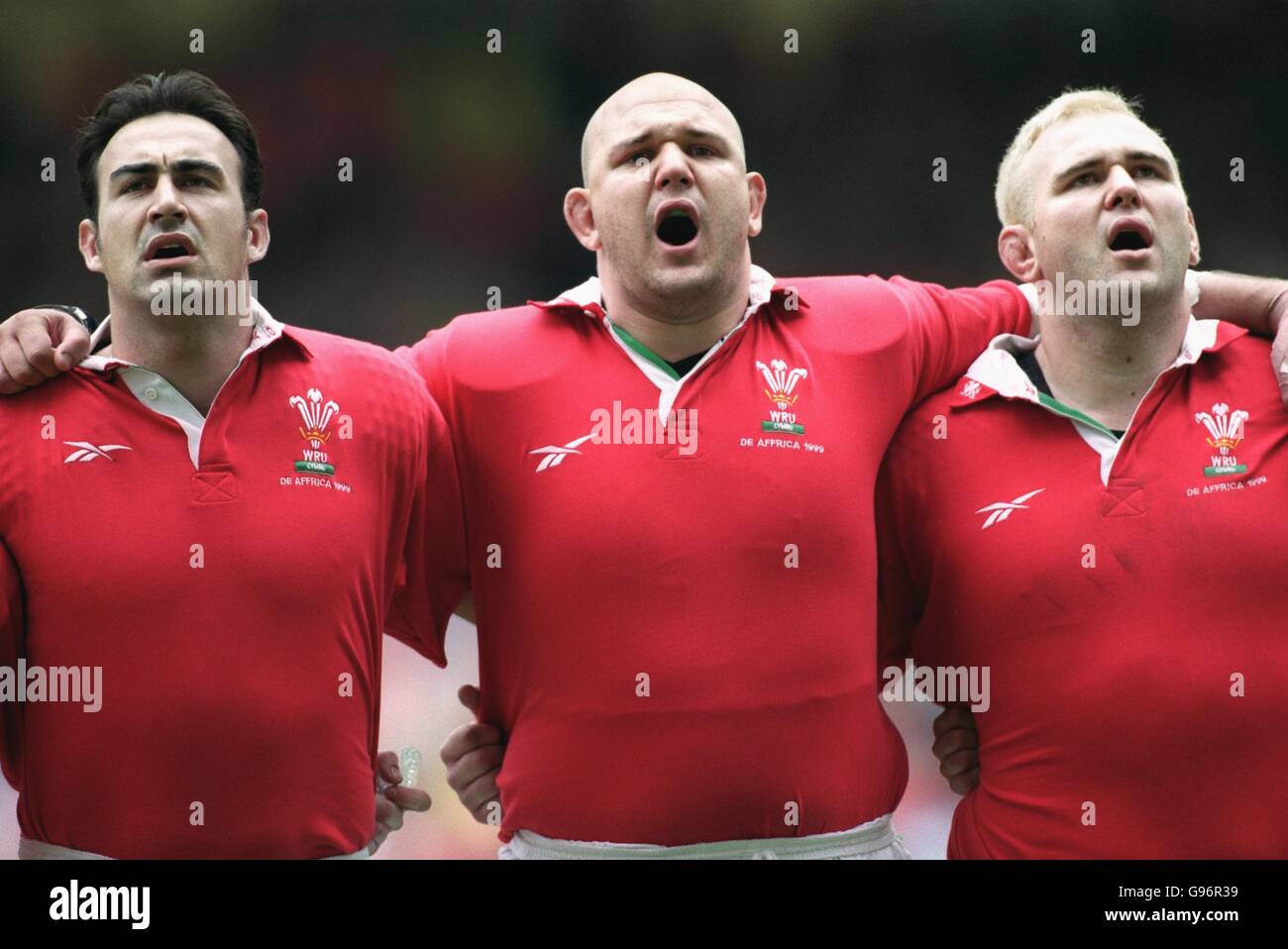 (Left-right) Wales's Chris Wyatt, Craig Quinnell and Scott Quinnell ...