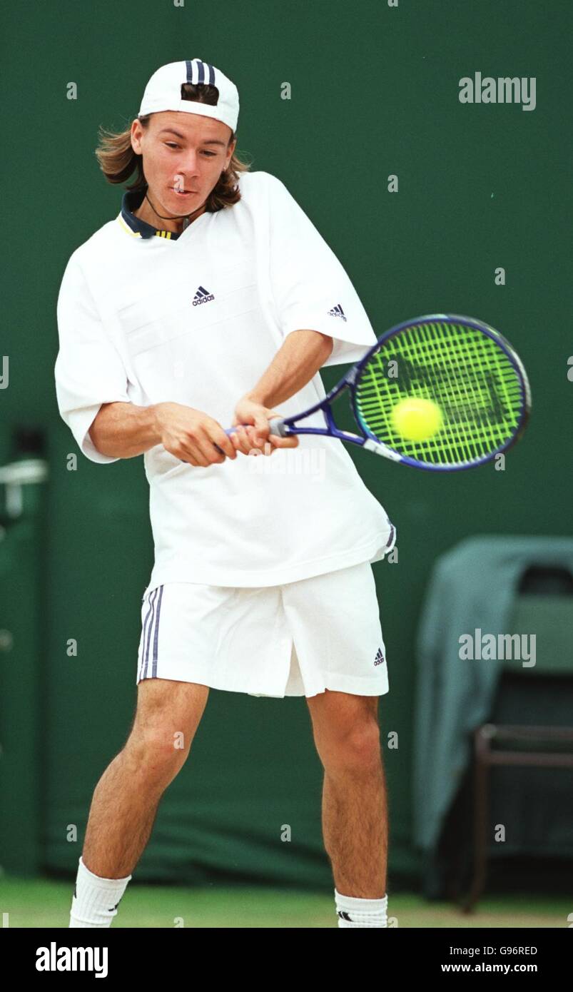 G corcia in action during the junior boys doubles final hi-res stock ...