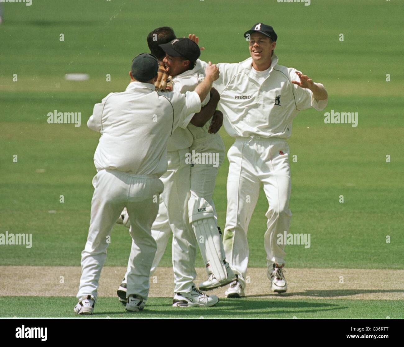 Warwickshire Anurag Singh (right) and wicketkeeper Keith Piper ...