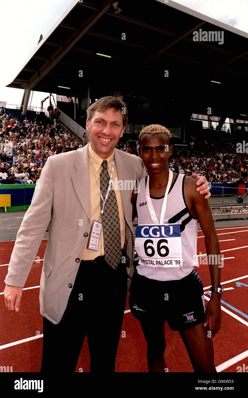 David Moorcroft (l) with Mohammed Farah (r) winner of the McDonald's 1 ...
