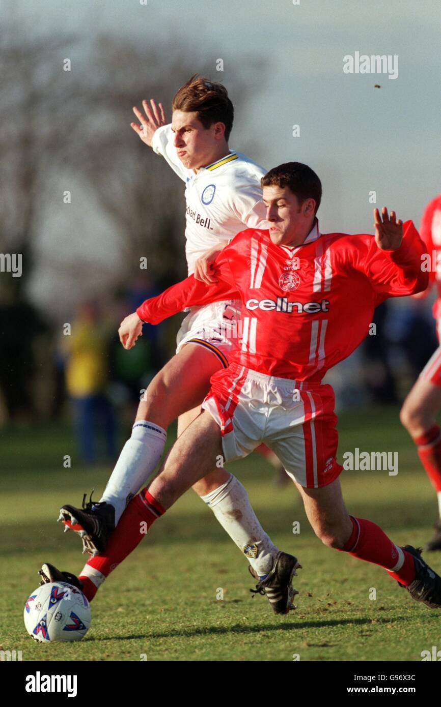 Middlesbrough's Stuart Parmaby (right) and Anthony Hackworth of Leeds ...
