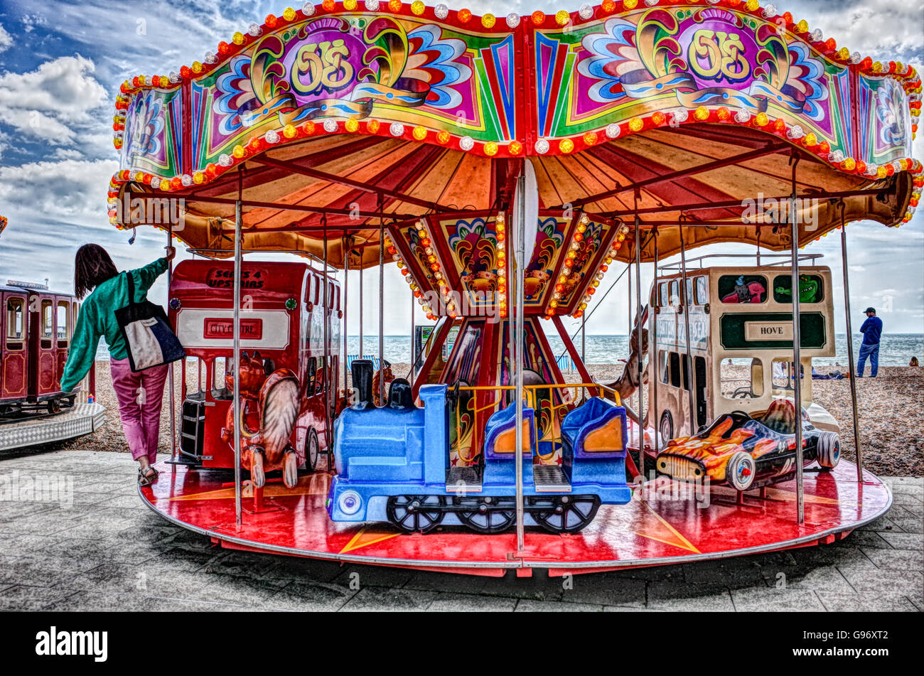 Brighton fairground rides Stock Photo - Alamy
