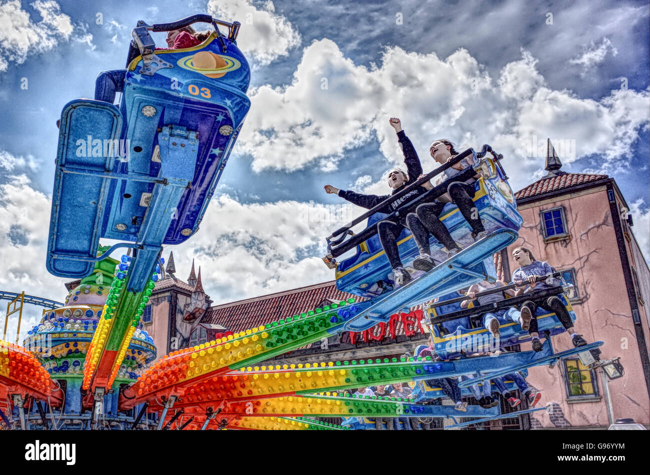 Girls on funfair ride on hi-res stock photography and images - Alamy